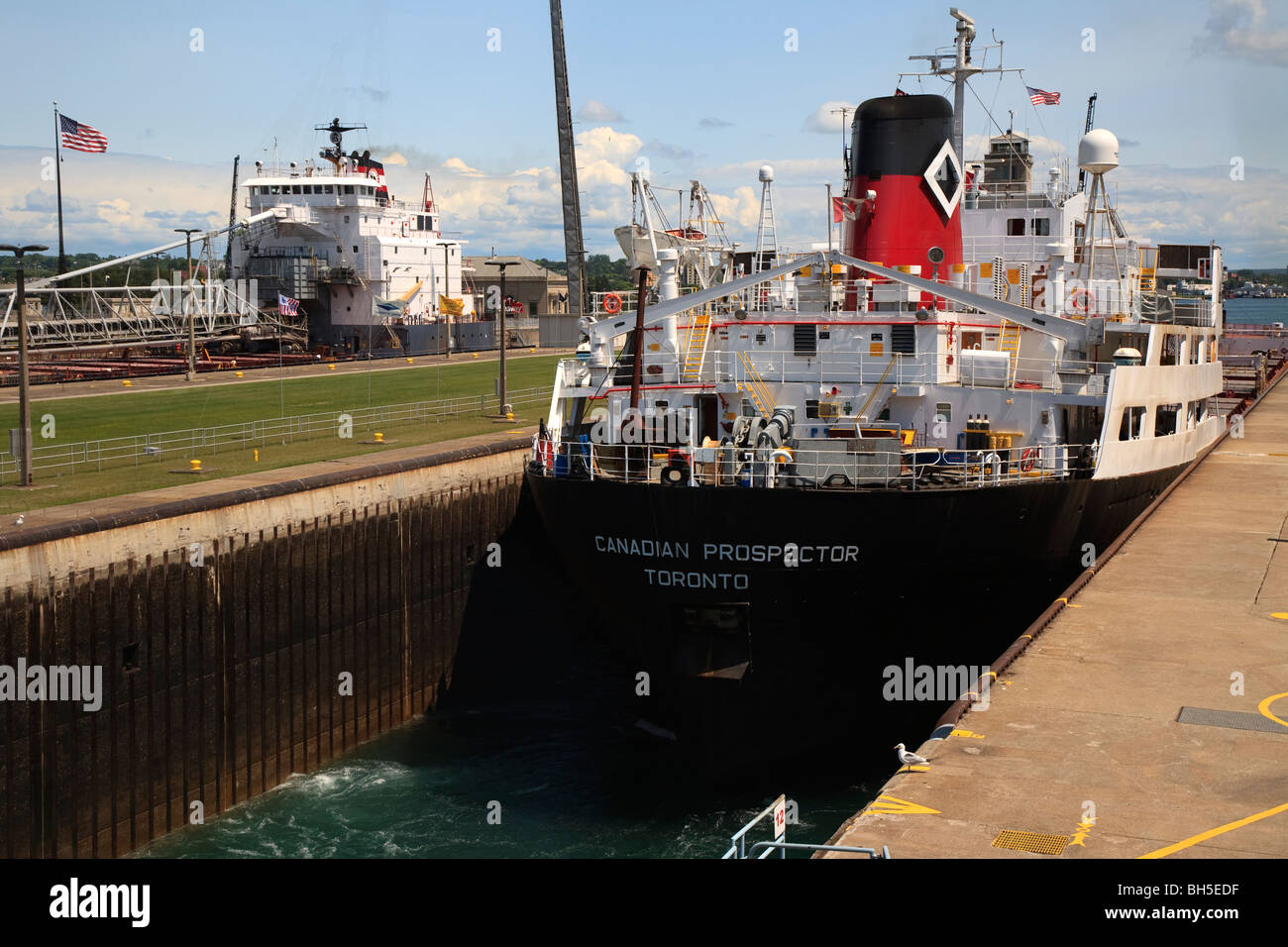 Lake Freighter Canadian Prospector about to exit MacArthur lock. Sault ...