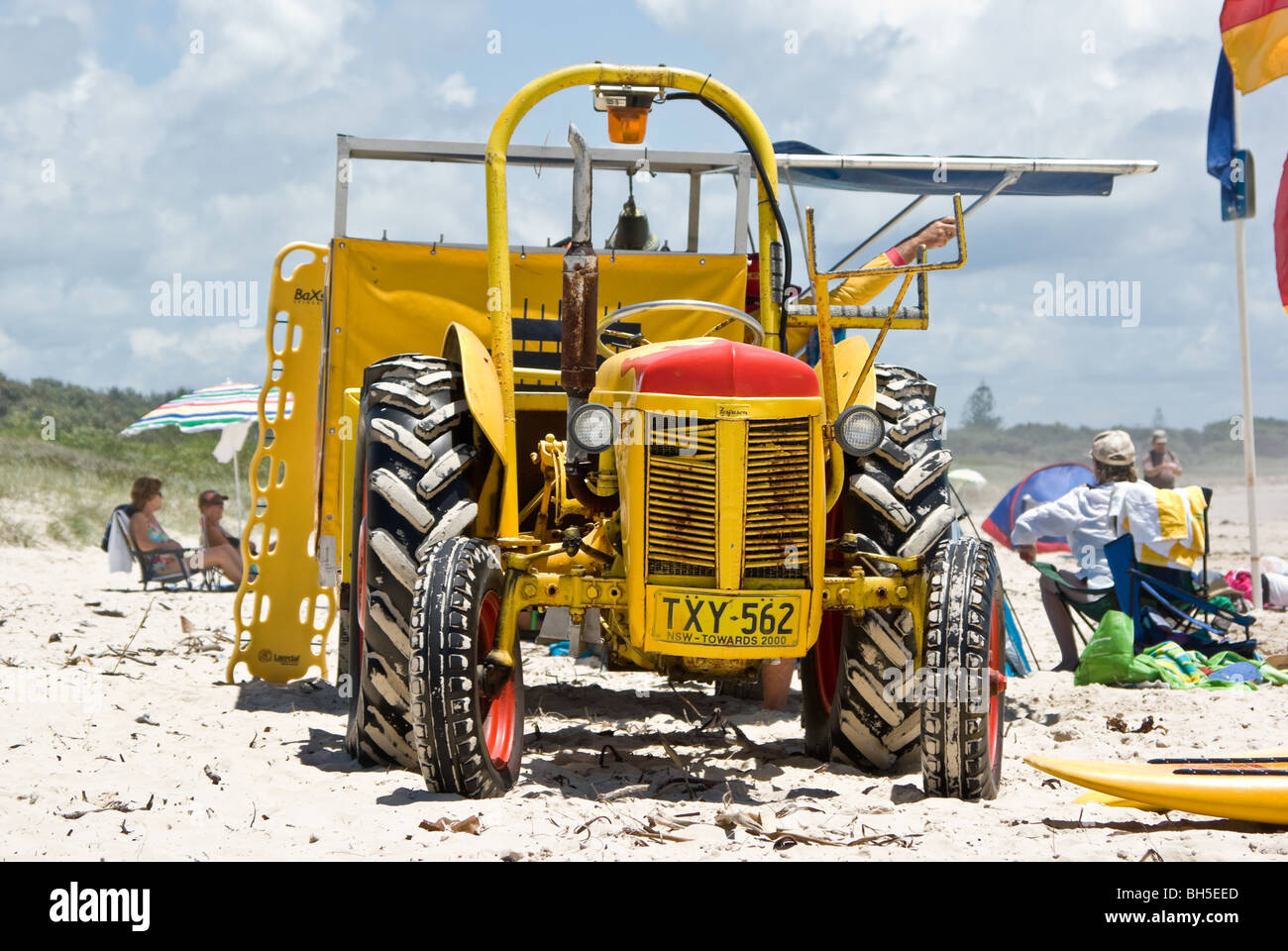 surf rescue tractor on beach life savers australia nsw Stock Photo - Alamy