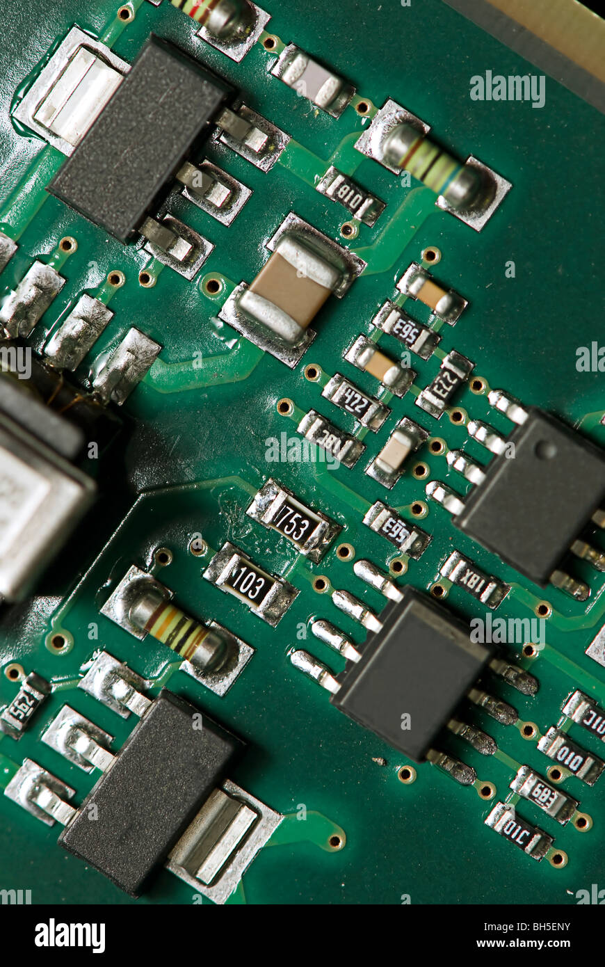 Electrical components on a printed circuit board Stock Photo - Alamy