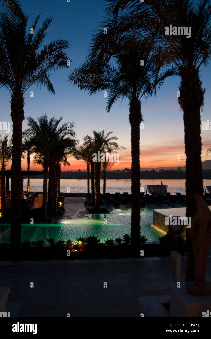Swimming pool at the Hilton Luxor Resort and Spa on the Nile River in ...