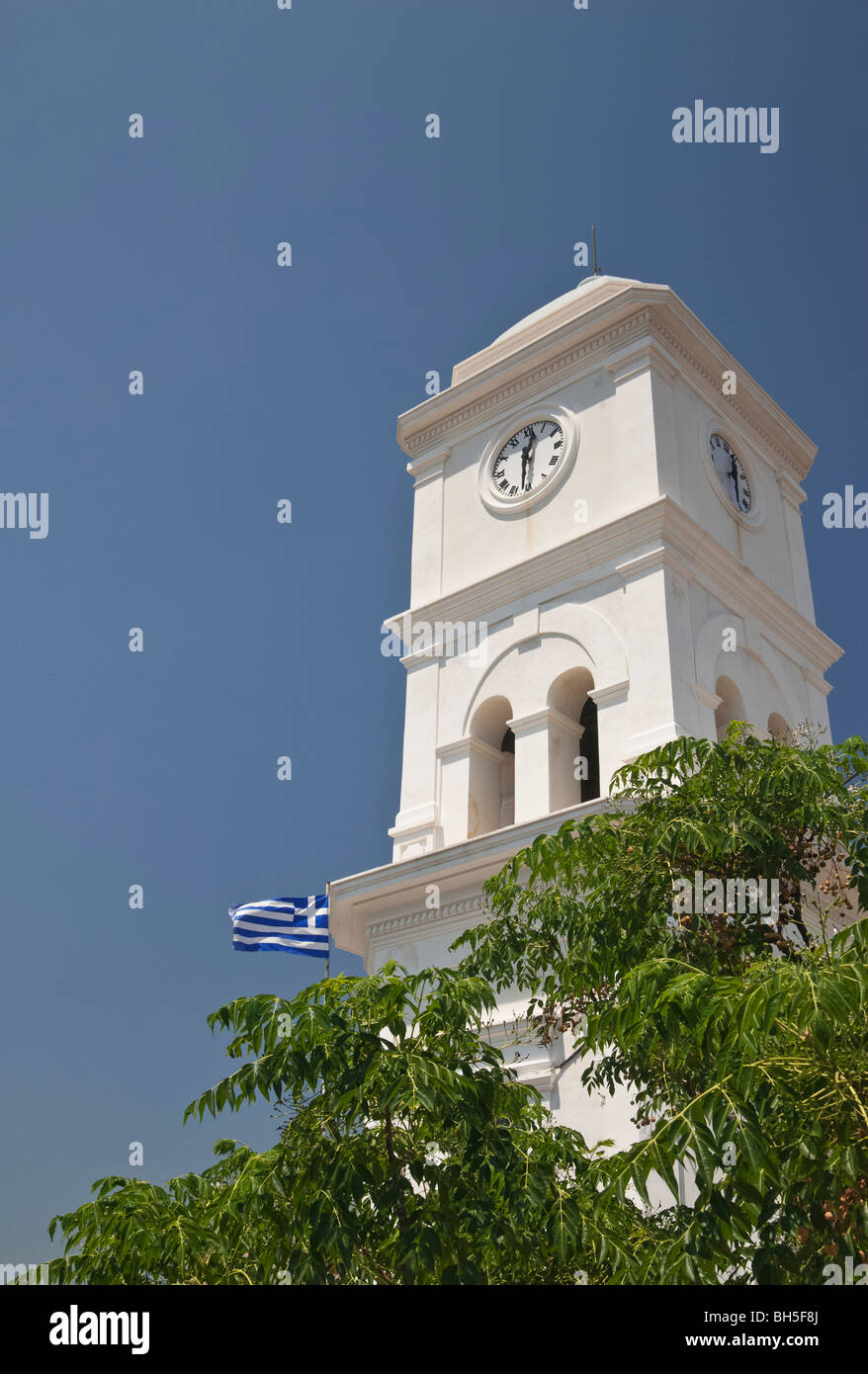 Poros Clock Tower, Poros Island, Greece Stock Photo - Alamy