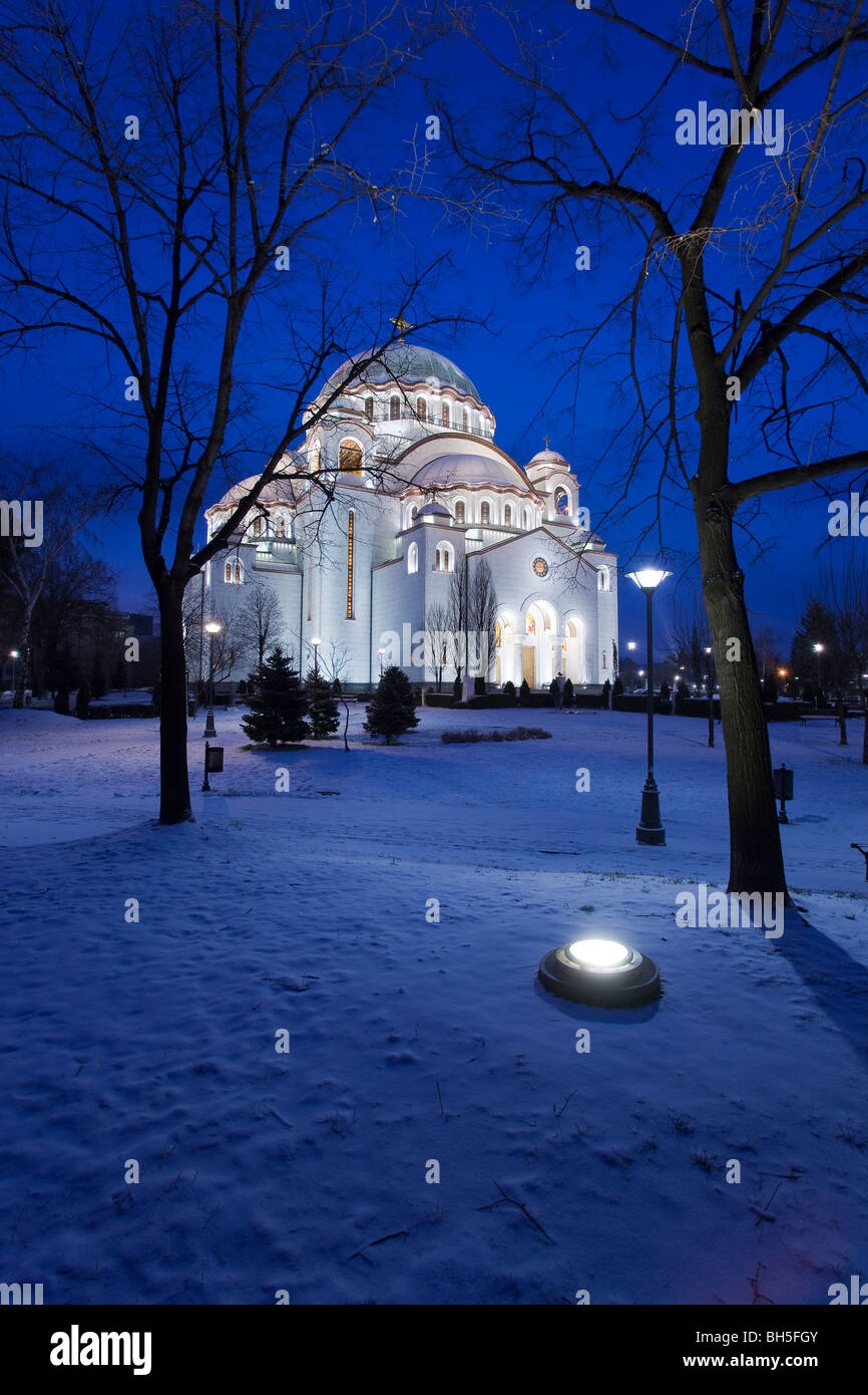 Belgrade Winter Night, St. Sava Temple Stock Photo - Alamy