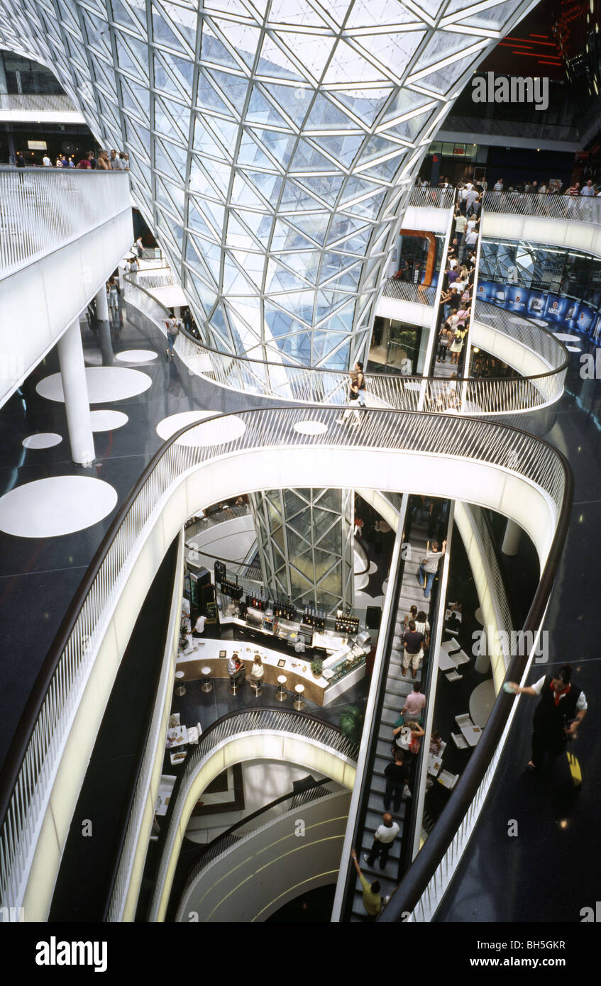 Interior view of MyZeil shopping mall as part of the Palais Quartier in ...