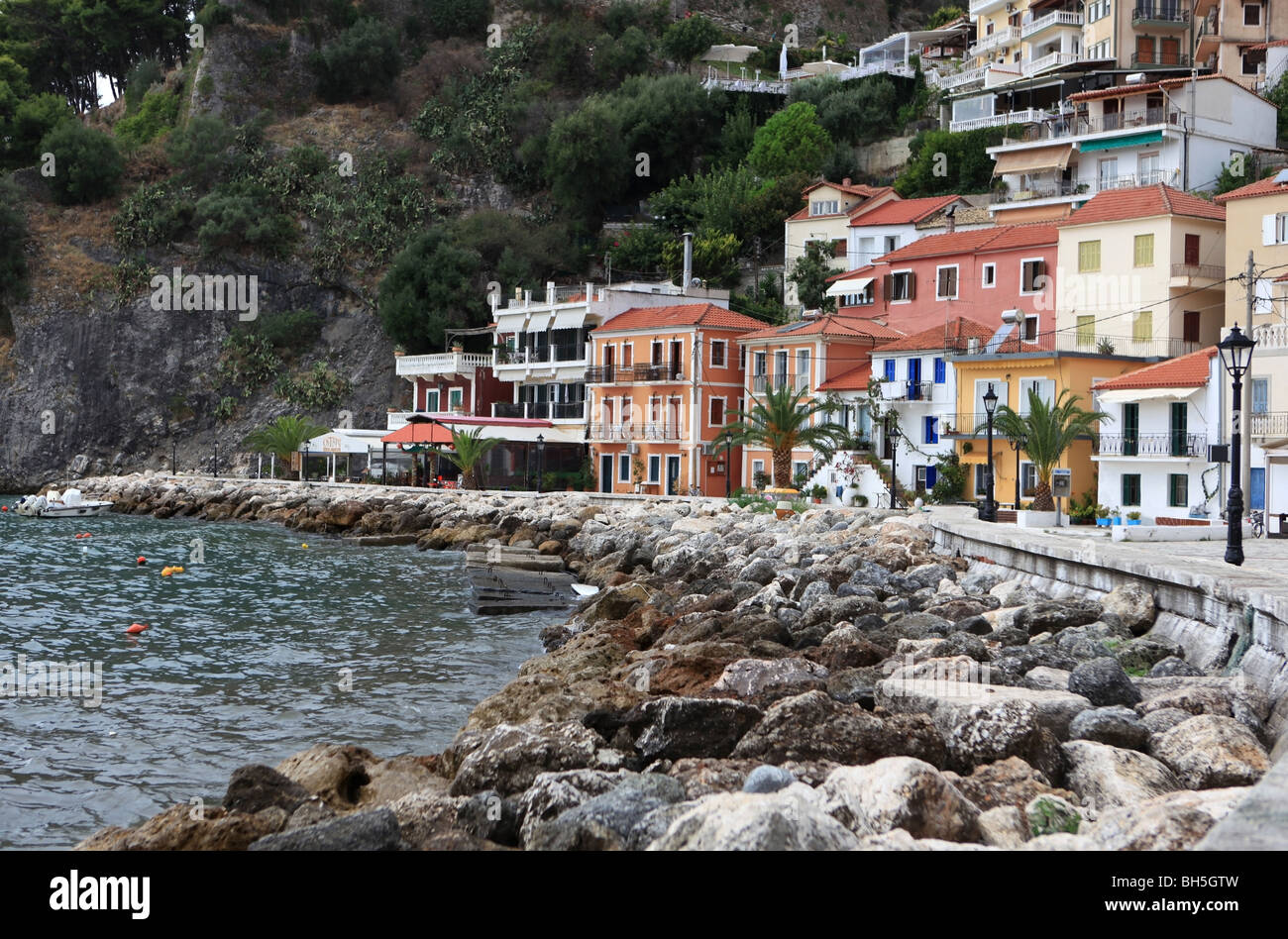 The pretty tourist destination of Parga town on the west Greek mainland ...