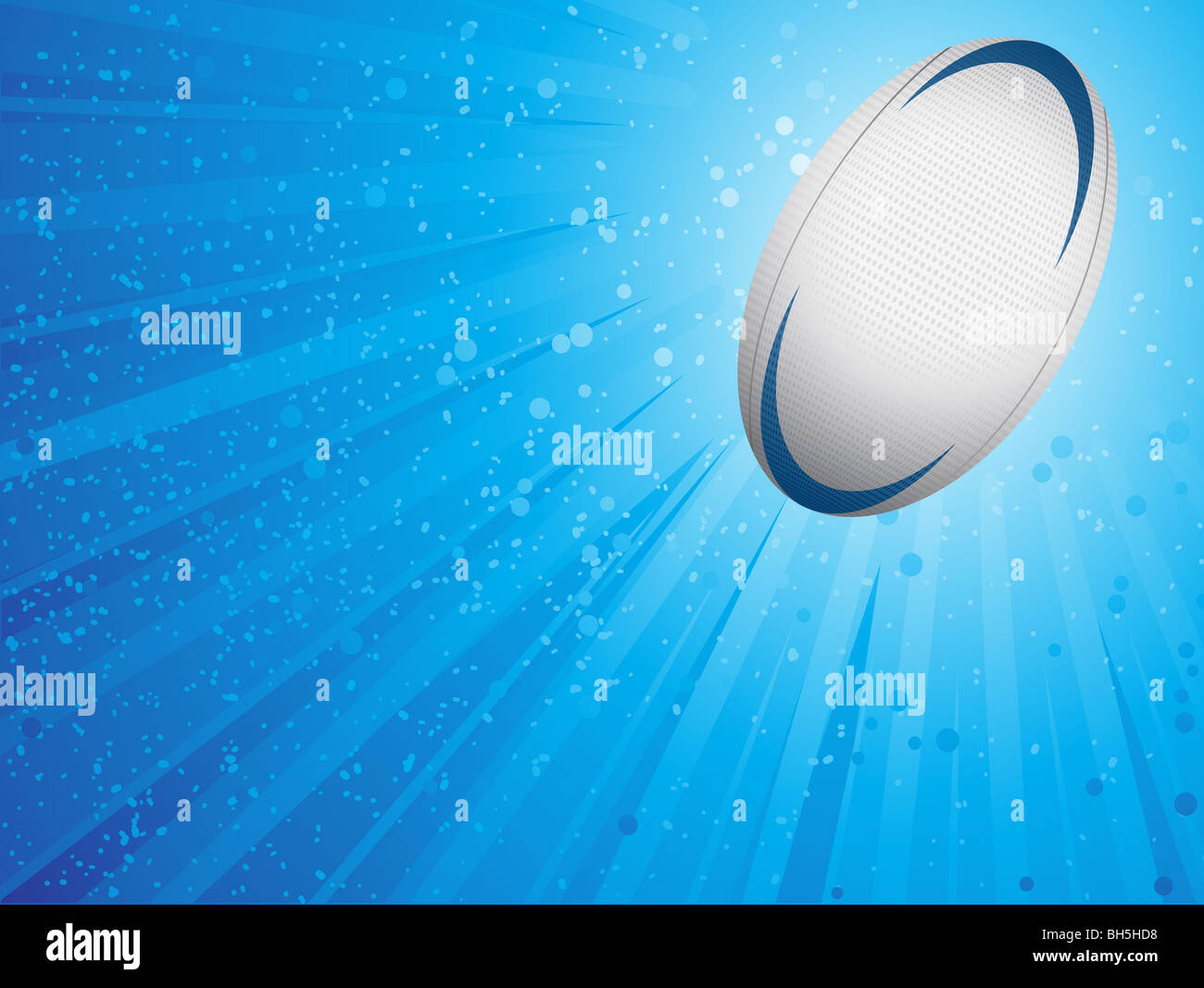 Detailed rugby ball on a blue star burst background Stock Photo - Alamy