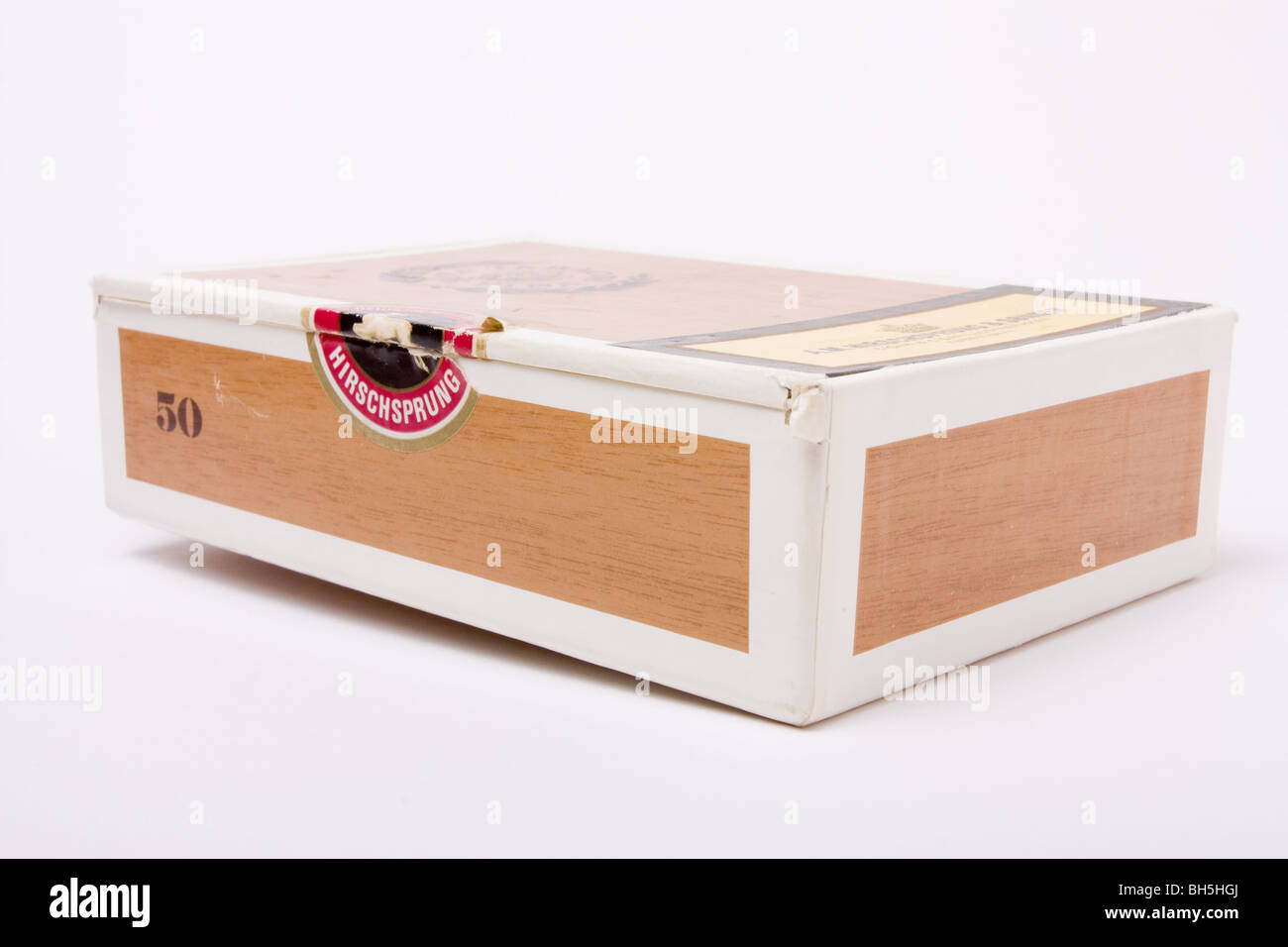 Old vintage cigar box cut out against white background Stock Photo - Alamy