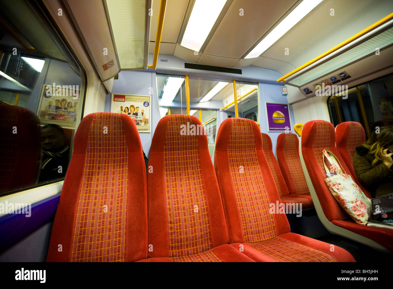 Inside / interior of a train carriage operated by South West Trains, UK ...