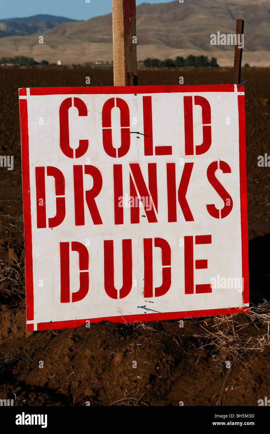Cold Drinks dude sign Stock Photo - Alamy