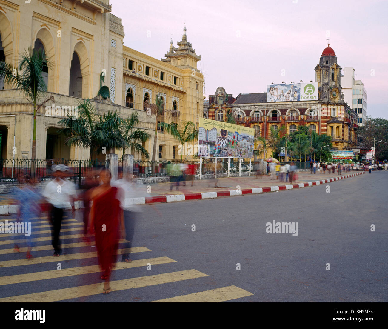 British colonial architecture on the Maha Bandoola Road near Sule Paya ...