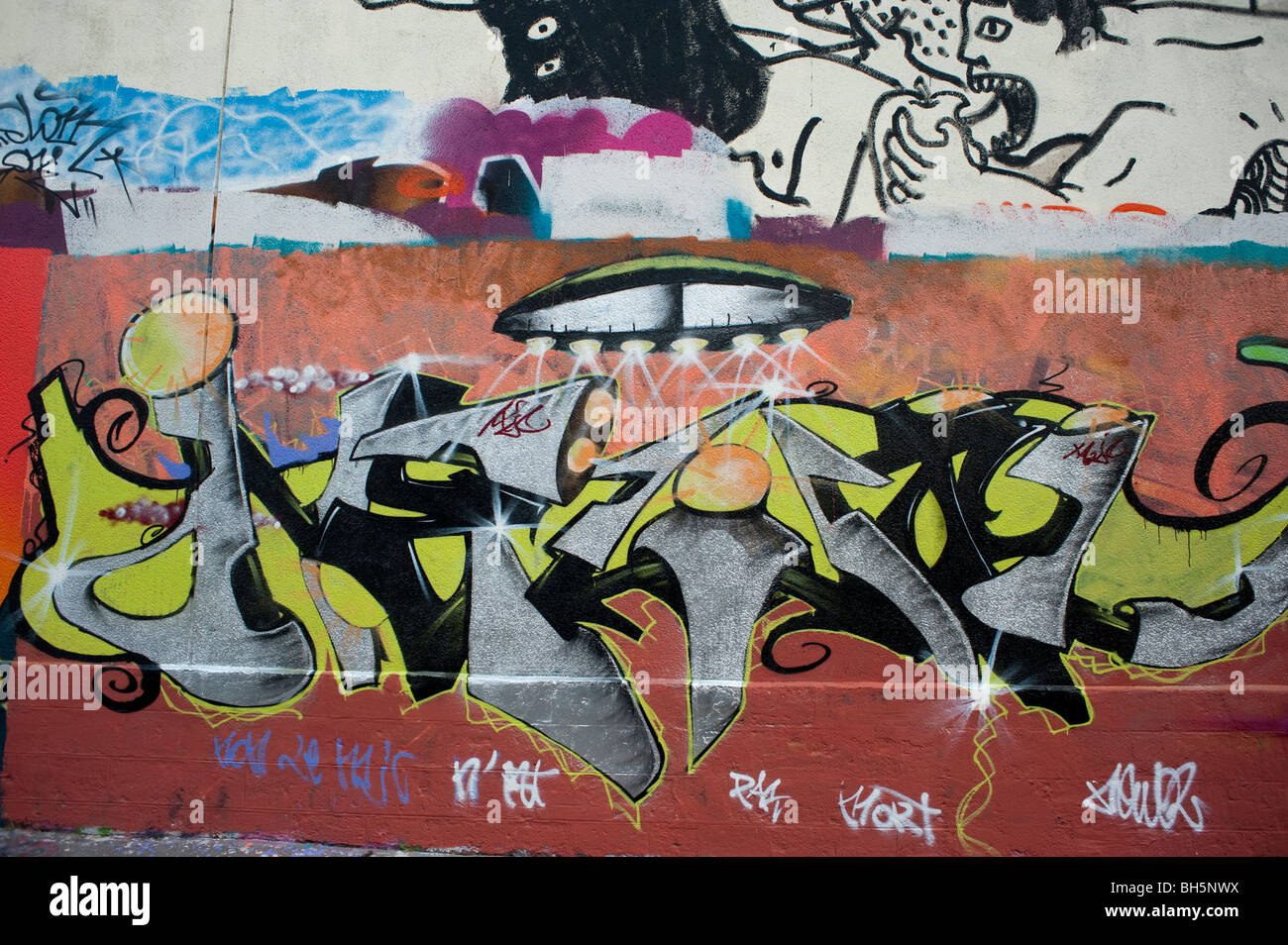 Paris, France, Graffiti Paintings on Wall Abstract Design Stock Photo ...