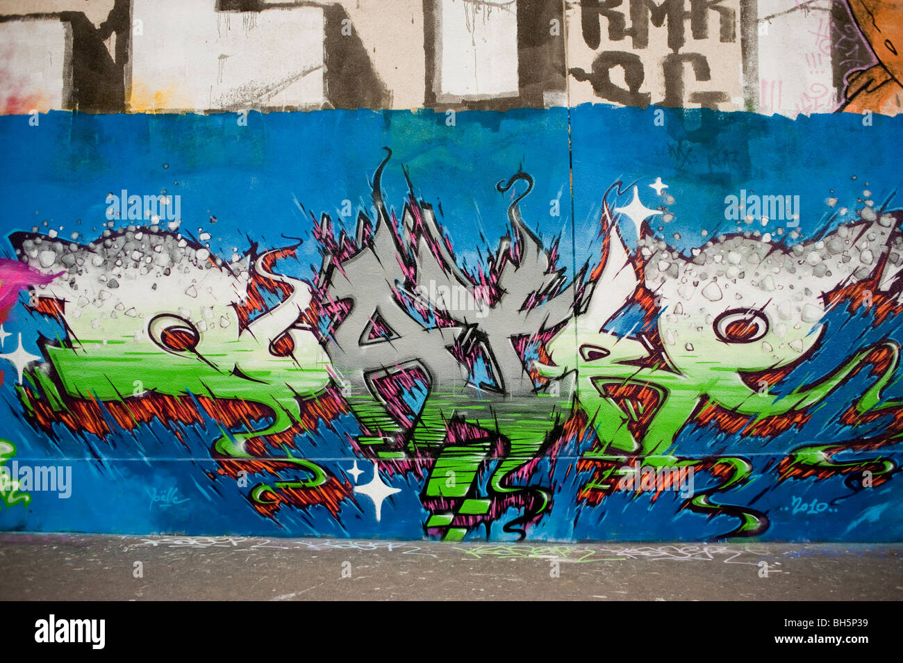 Paris, France, Graffiti Paintings on Wall, Abstract Design Stock Photo ...