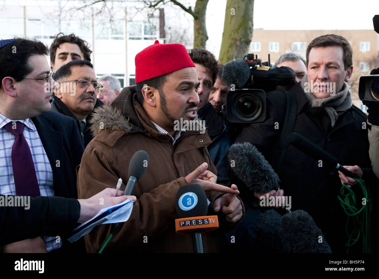 Protest by right wing groups against building of a new mosque in Harrow ...