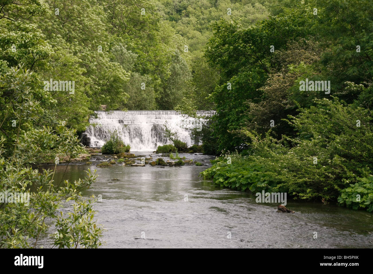 Waterfall in Monsal Dale, Derbyshire Peak District, UK Stock Photo - Alamy