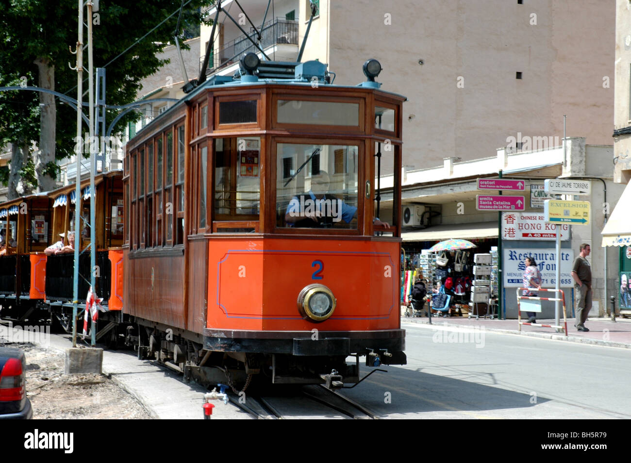 Old train in town Soller, island Mallorca, Spain Stock Photo - Alamy