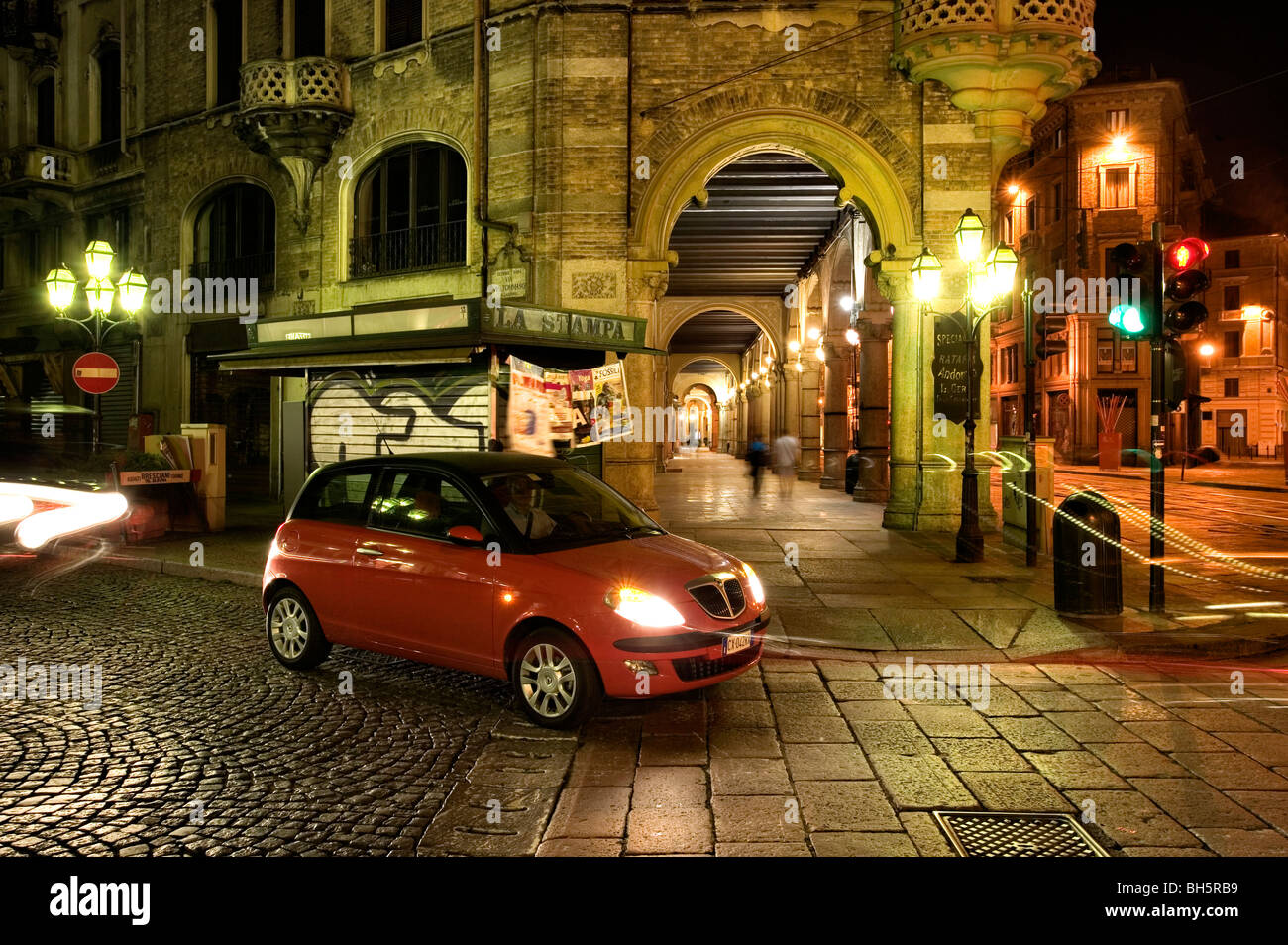 Lancia Ypsilon super mini car in Turin at night Stock Photo - Alamy