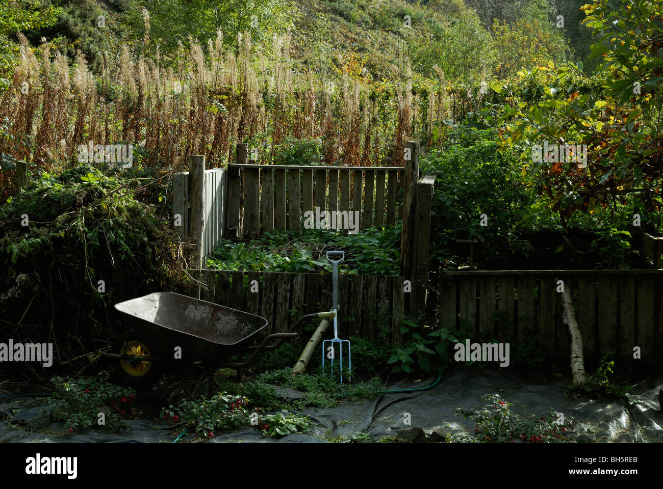 A series of compost heaps for the composting of woody garden waste ...