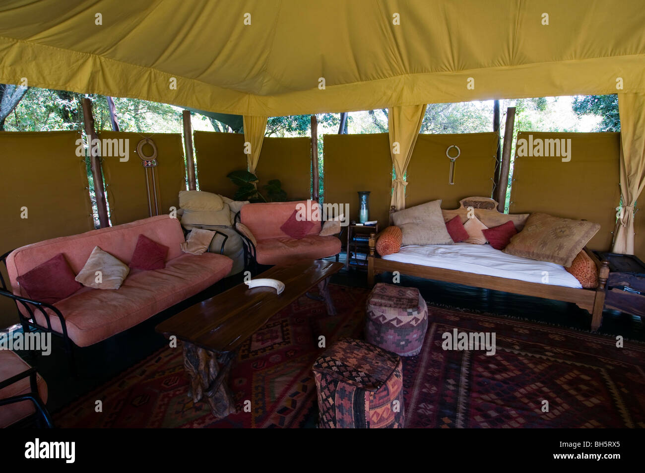Elephant Pepper Camp, Masai Mara National Reserve, Kenya Stock Photo ...
