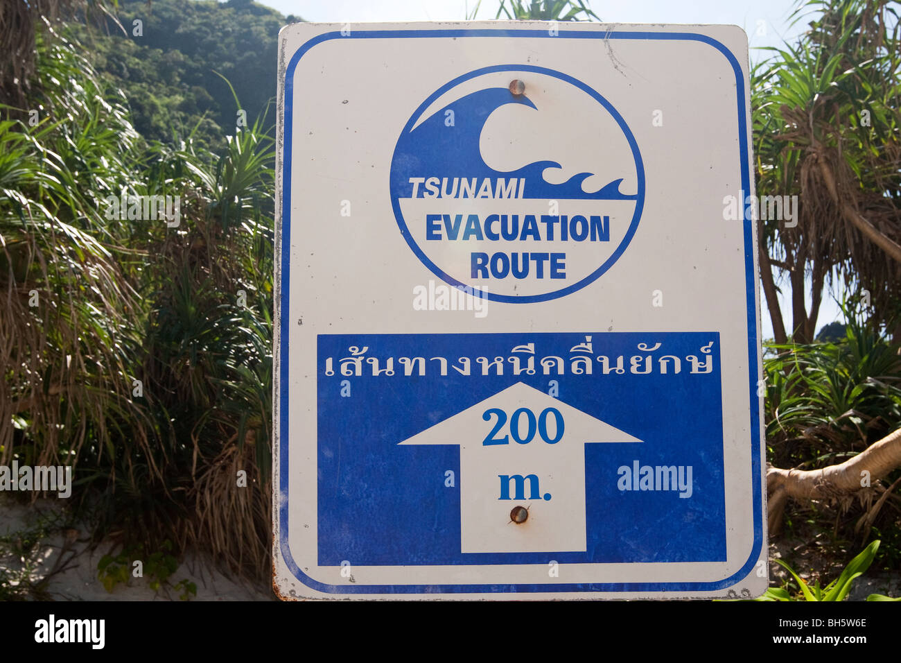 Warning Sign following the devastating 2004 Tsunami folowing the Indian ...