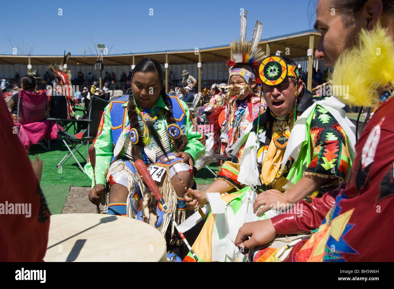 Native American drummers and singers at North American Indian Days ...