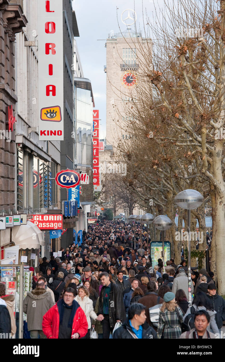 KOENIGSTRASSE STREET, PEDESTRIAN PRECINCT, CHRISTMAS TIME, STUTTGART ...