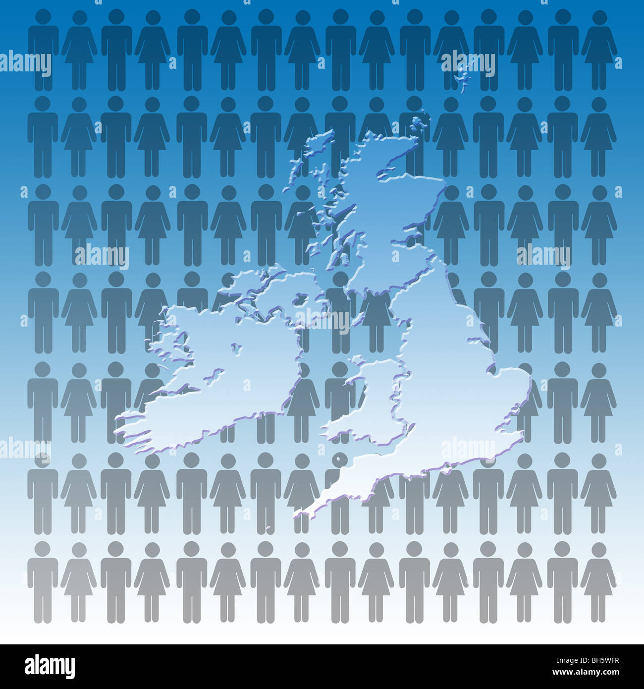 Overpopulation! Conceptual Image of the UK overpopulated with people ...