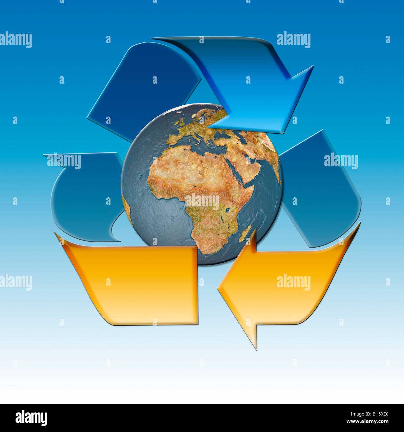 Recycle Symbol surrounding the Planet Earth Stock Photo - Alamy