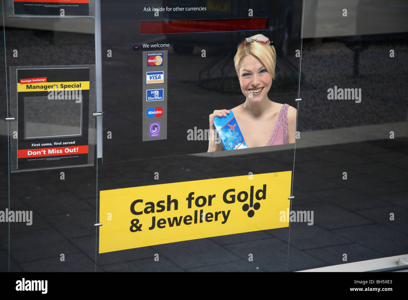 Window of the Money Shop Sidwell Street Exeter UK Stock Photo - Alamy