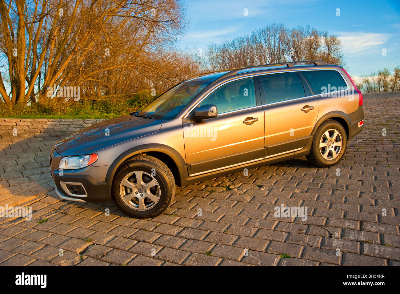 Side view of Volvo XC 70 four wheel drive station wagon parked at Rhine ...