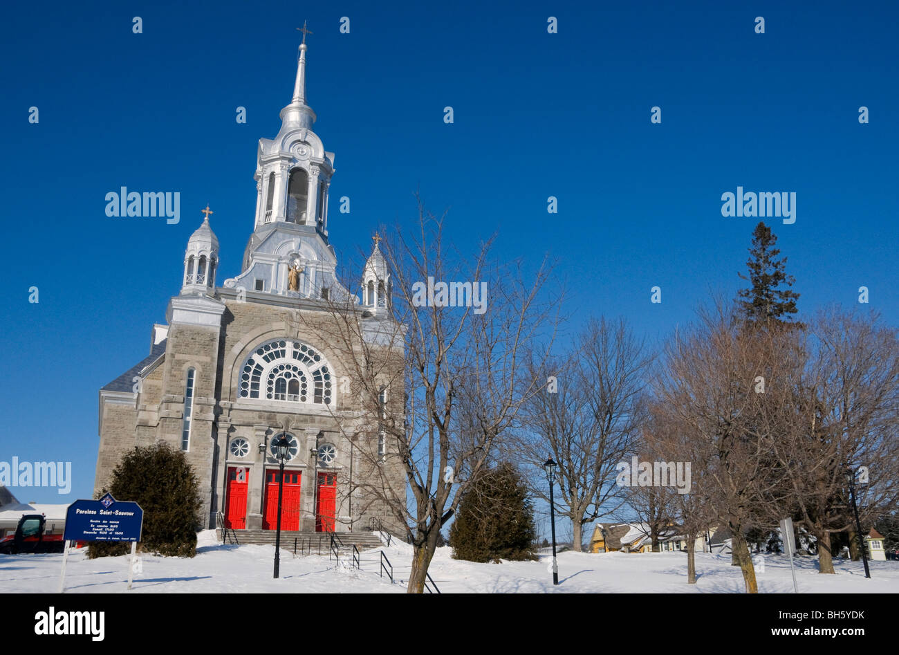 Church of the Village of Saint Sauveur Laurentians Quebec canada Stock ...