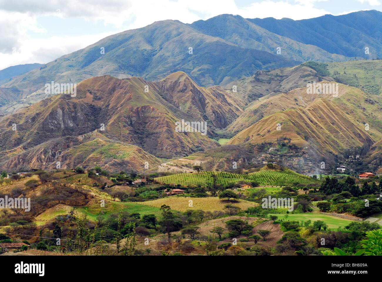 Ecuador, Vilcabamba, view of a mountain range with lush foliage in the ...