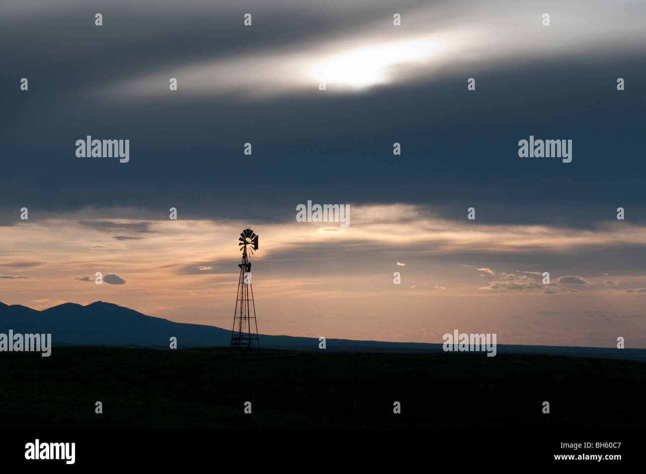 windmill near sunset in the Sweetgrass Hills Stock Photo - Alamy