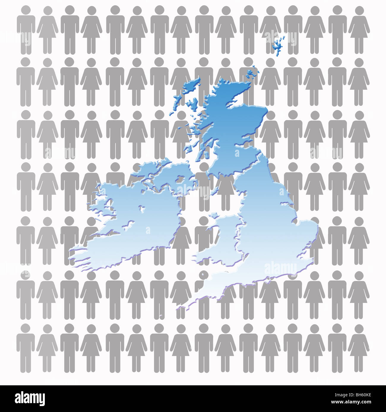 Overpopulation! Conceptual Image of the UK overpopulated with people ...