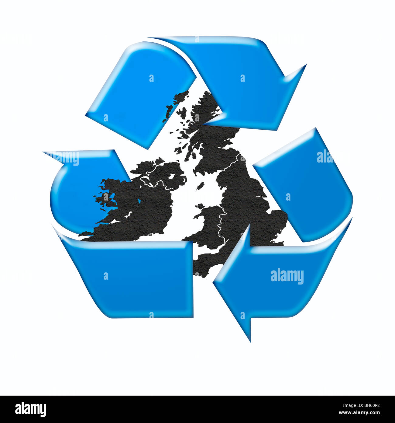 Recycle Symbol surrounding a map of the United Kingdom and Ireland ...