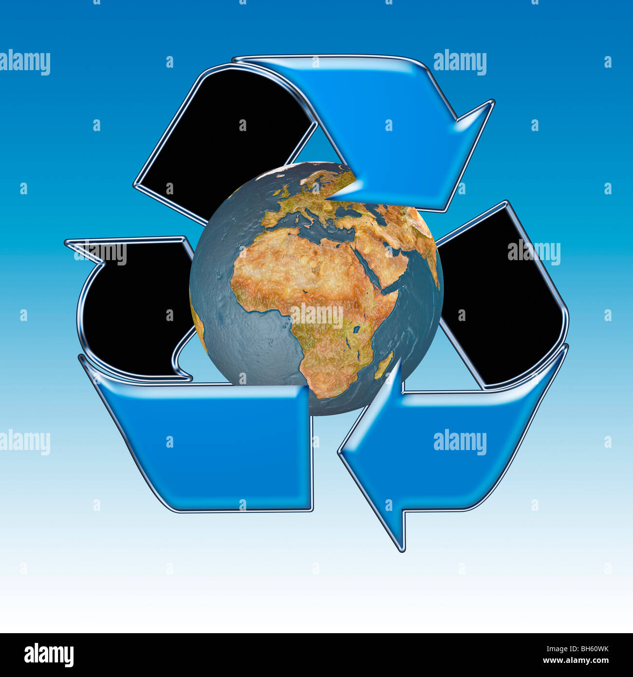 Recycle Symbol surrounding the Planet Earth Stock Photo - Alamy