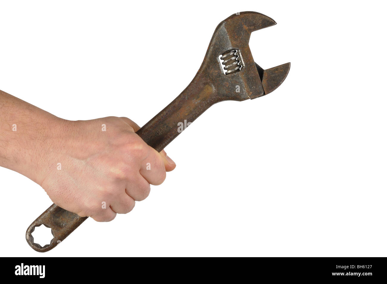 Hand with Wrench Stock Photo - Alamy