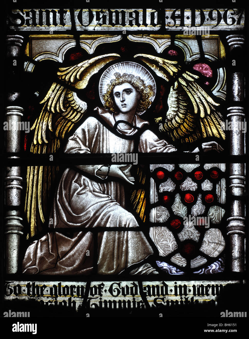 Angel stained glass, St. James Church, Snitterfield, Warwickshire ...