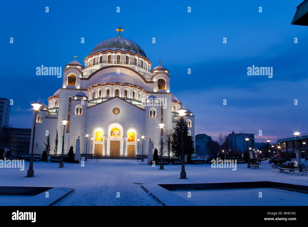Belgrade Winter Night, St. Sava Temple Stock Photo - Alamy