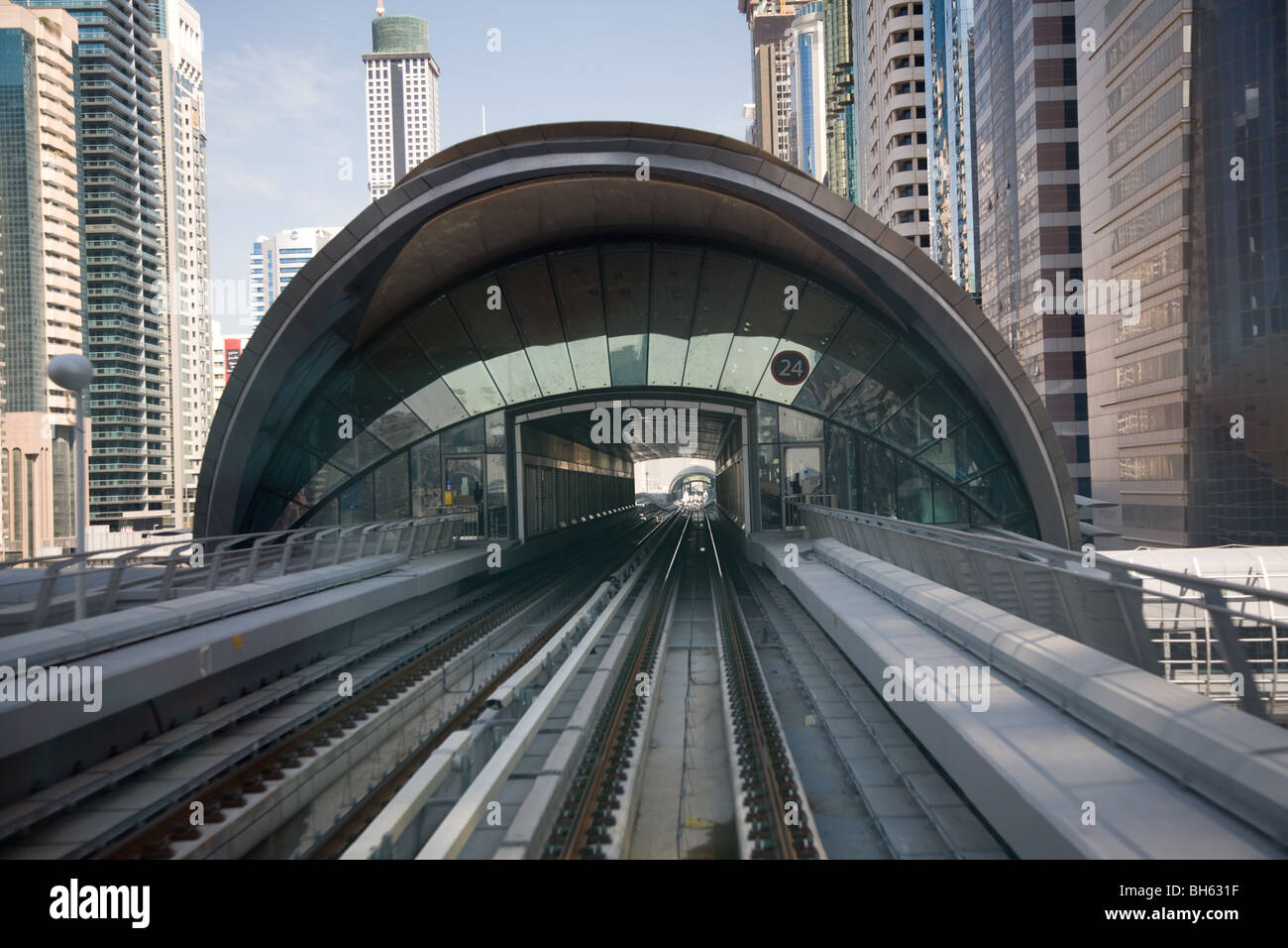 Dubai Metro automated train commuter system uae Stock Photo - Alamy