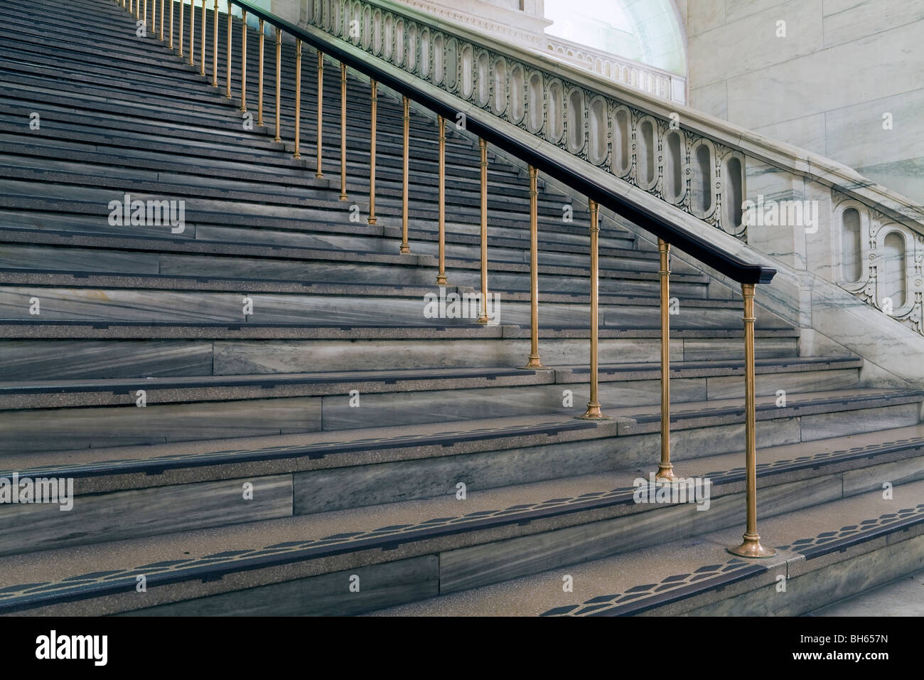 USA, New York City, Manhattan, New York Public Library - staircase ...