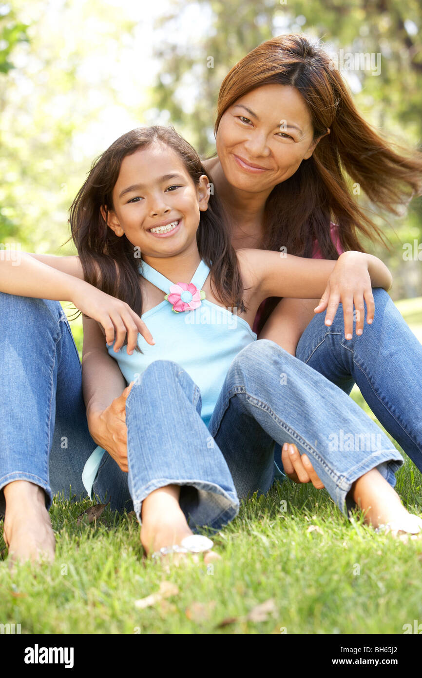 Mother And Daughter Enjoying Day In Park Stock Photo - Alamy
