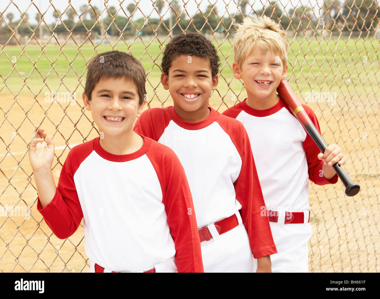 Young Boys In Baseball Team Stock Photo - Alamy