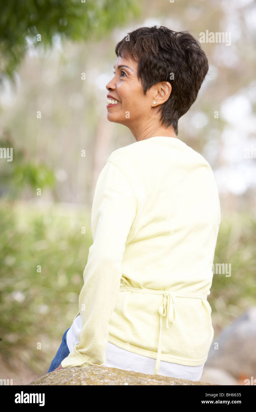 Back View Of Senior Woman Outdoors Stock Photo - Alamy