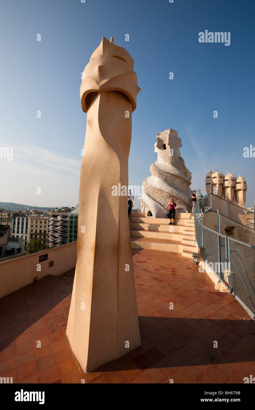 Casa Mila Rooftop of Architect Antoni Gaudi, Barcelona, Catalonia ...