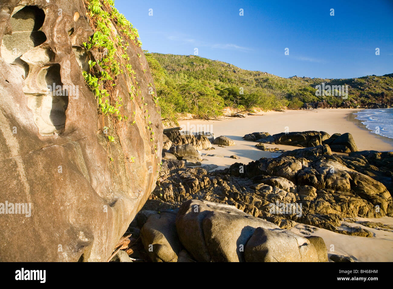 Dawn on Banshee Beach, near the northern end of the island Stock Photo ...