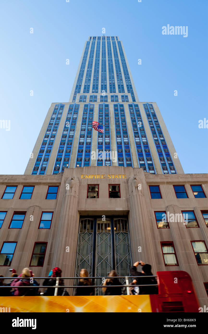 USA, New York City, Manhattan, Empire State Building - low angle view ...