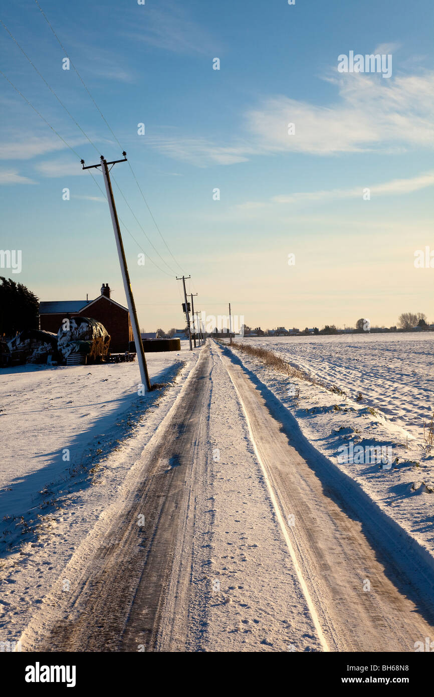 Snowy Landscape, Lincolnshire Fens, England, Great Britain, UK Stock ...