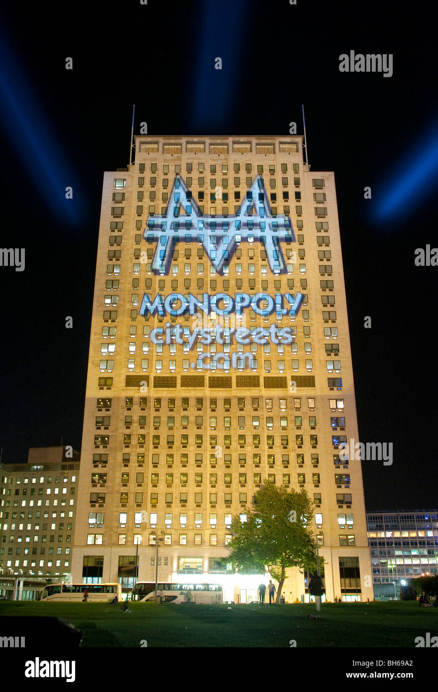 The Shell Building in London lit up with a projection for the launch of ...