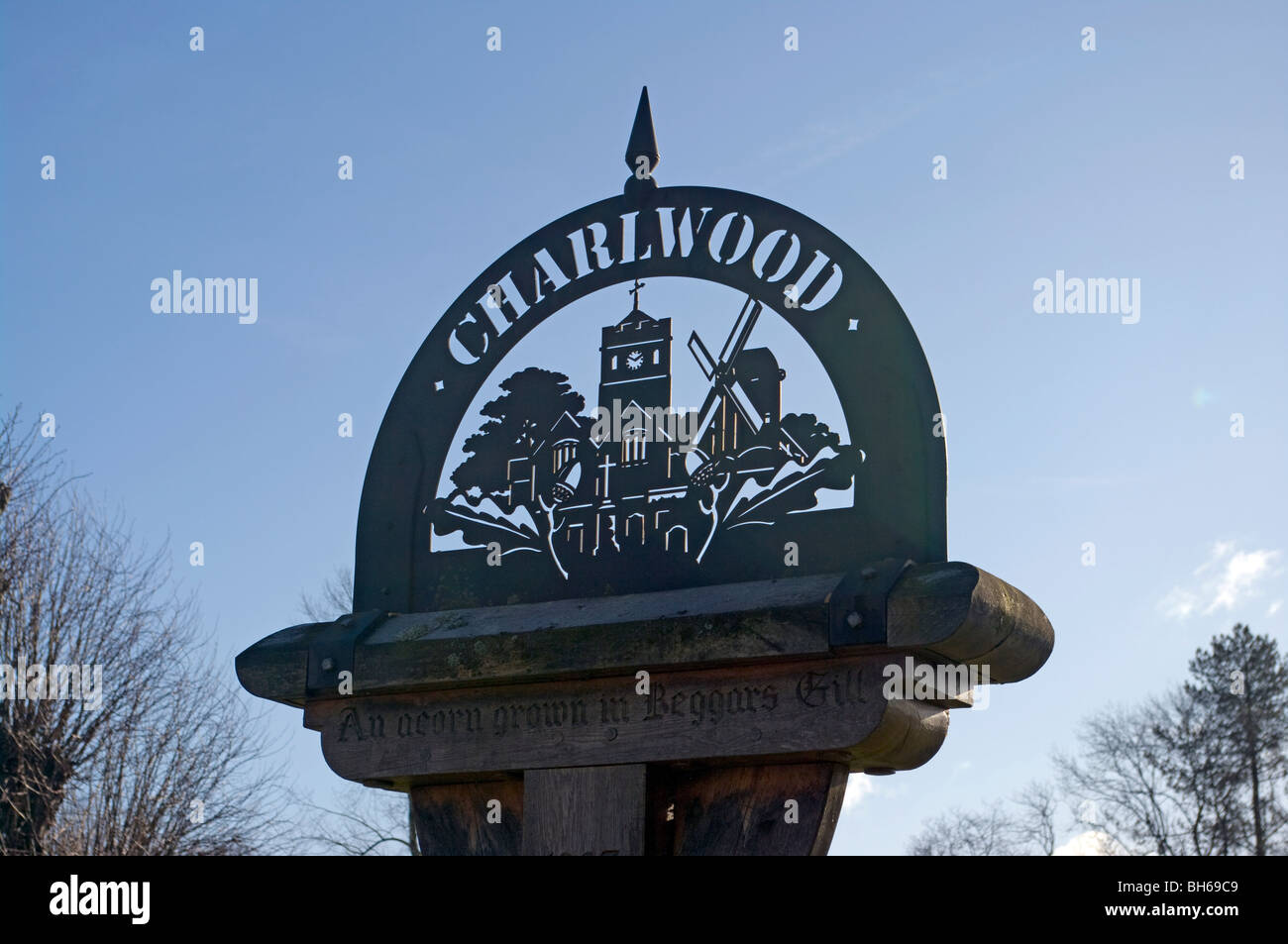 Charlwood Village Sign Surrey England Stock Photo - Alamy