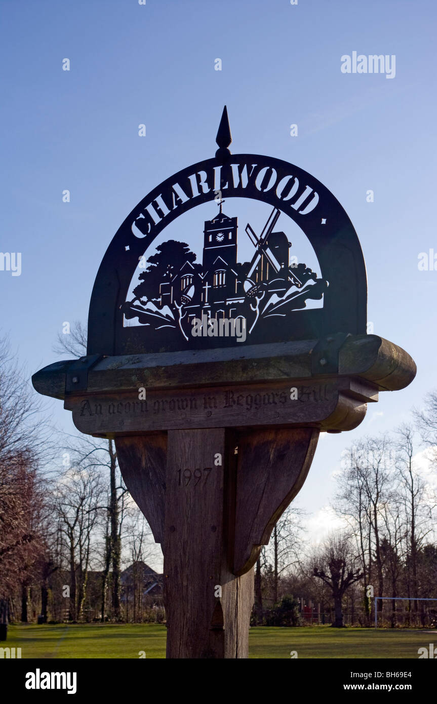 Charlwood Village Sign Surrey England Stock Photo - Alamy