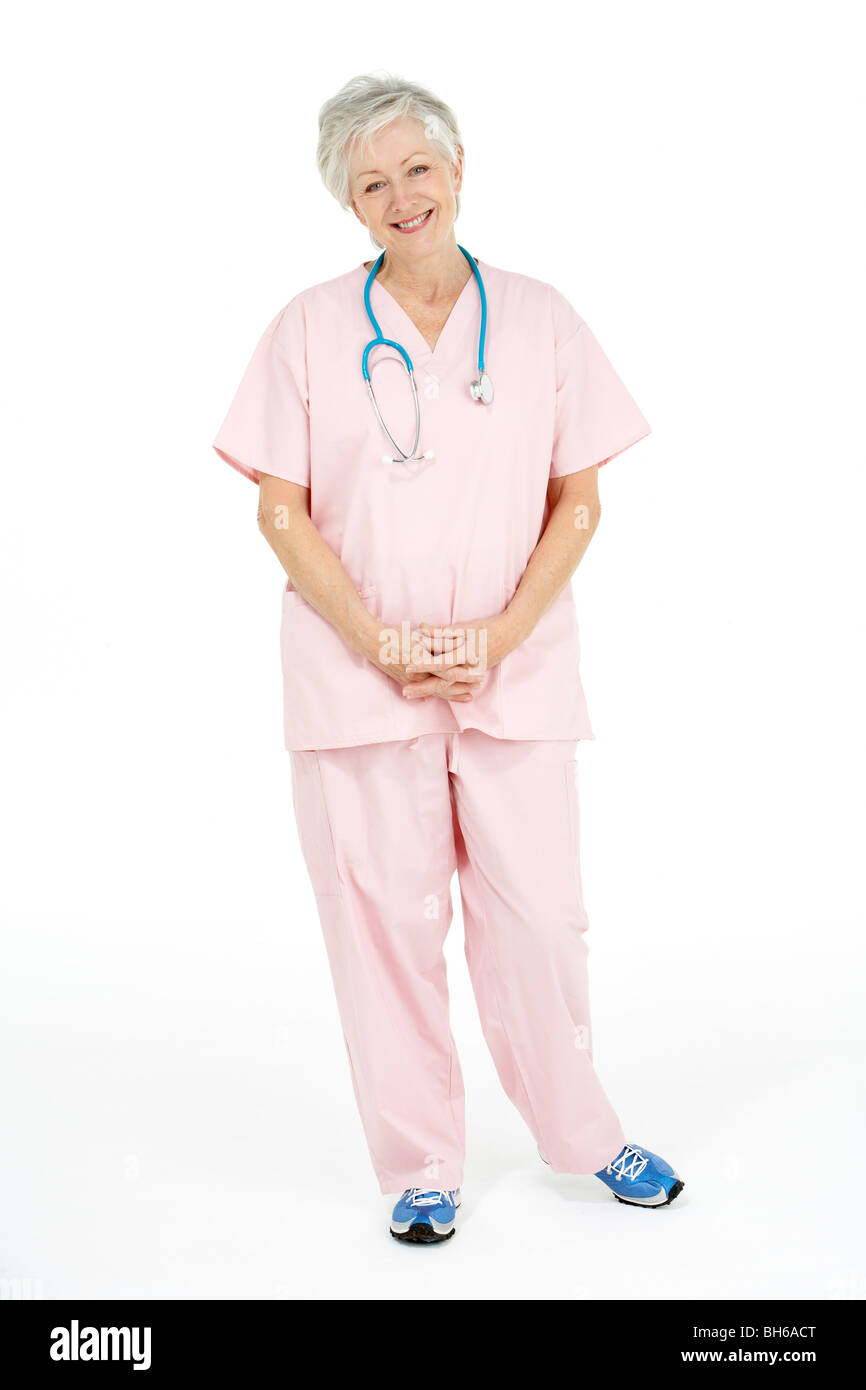 Studio Portrait Of Senior Nurse Stock Photo - Alamy
